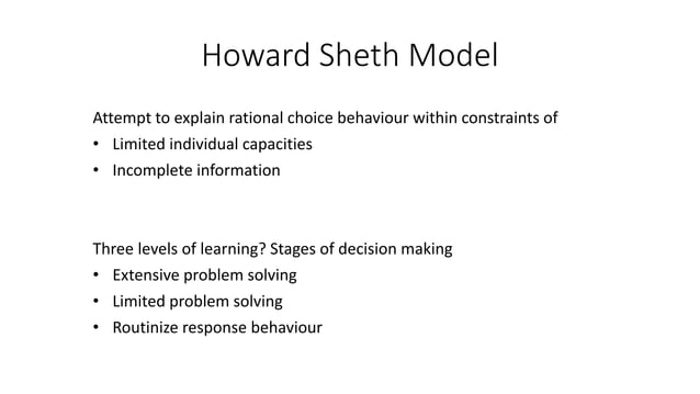 Consumer Behavior - Howard Sheth Model | PPTX