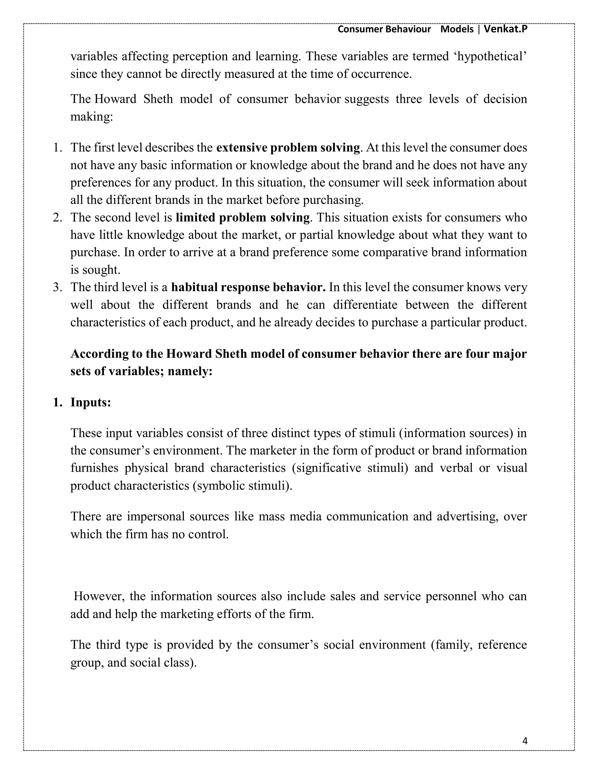 Consumer Behaviour Models_E Notes | PDF