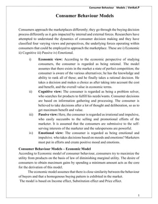 Consumer Behaviour Models_E Notes | PDF