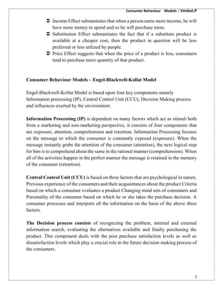 Consumer Behaviour Models_E Notes | PDF