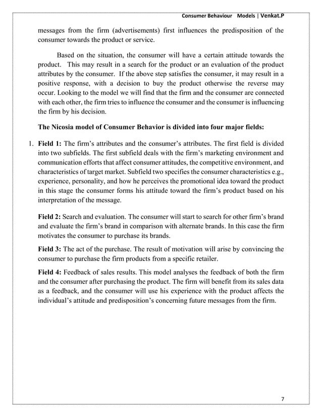 Consumer Behaviour Models_E Notes | PDF