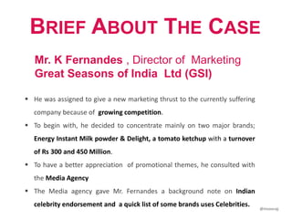 Celebrity Endorsement | Consumer Behavior | Case Study | PPTX