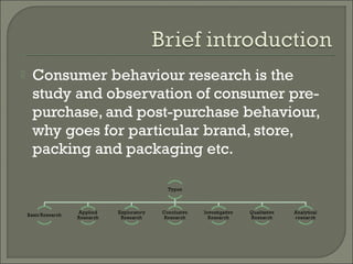 Consumer behaviour research | PPT | Business | Business and Finance