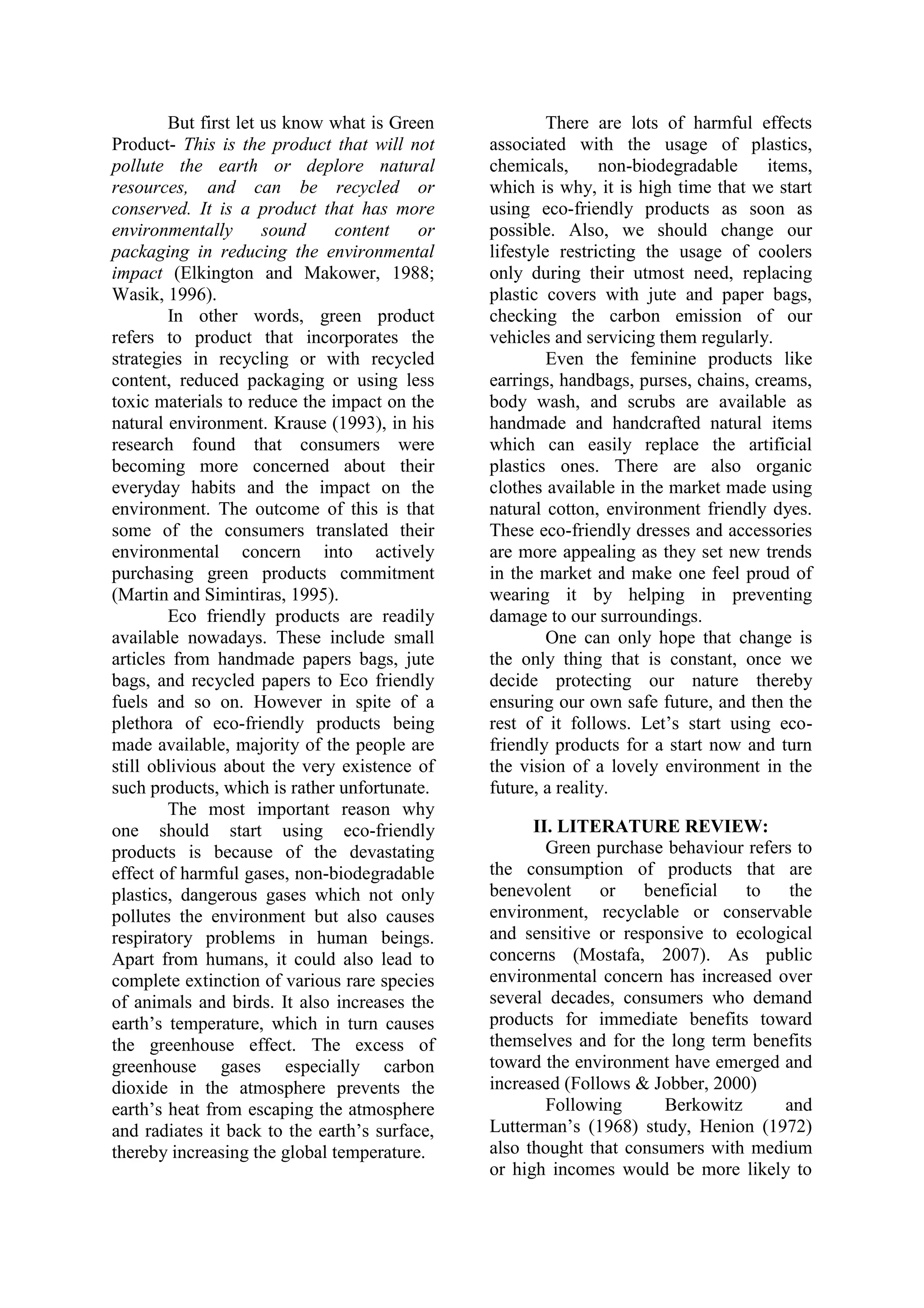 Consumer Behaviour Towards Eco Friendly Products Pdf