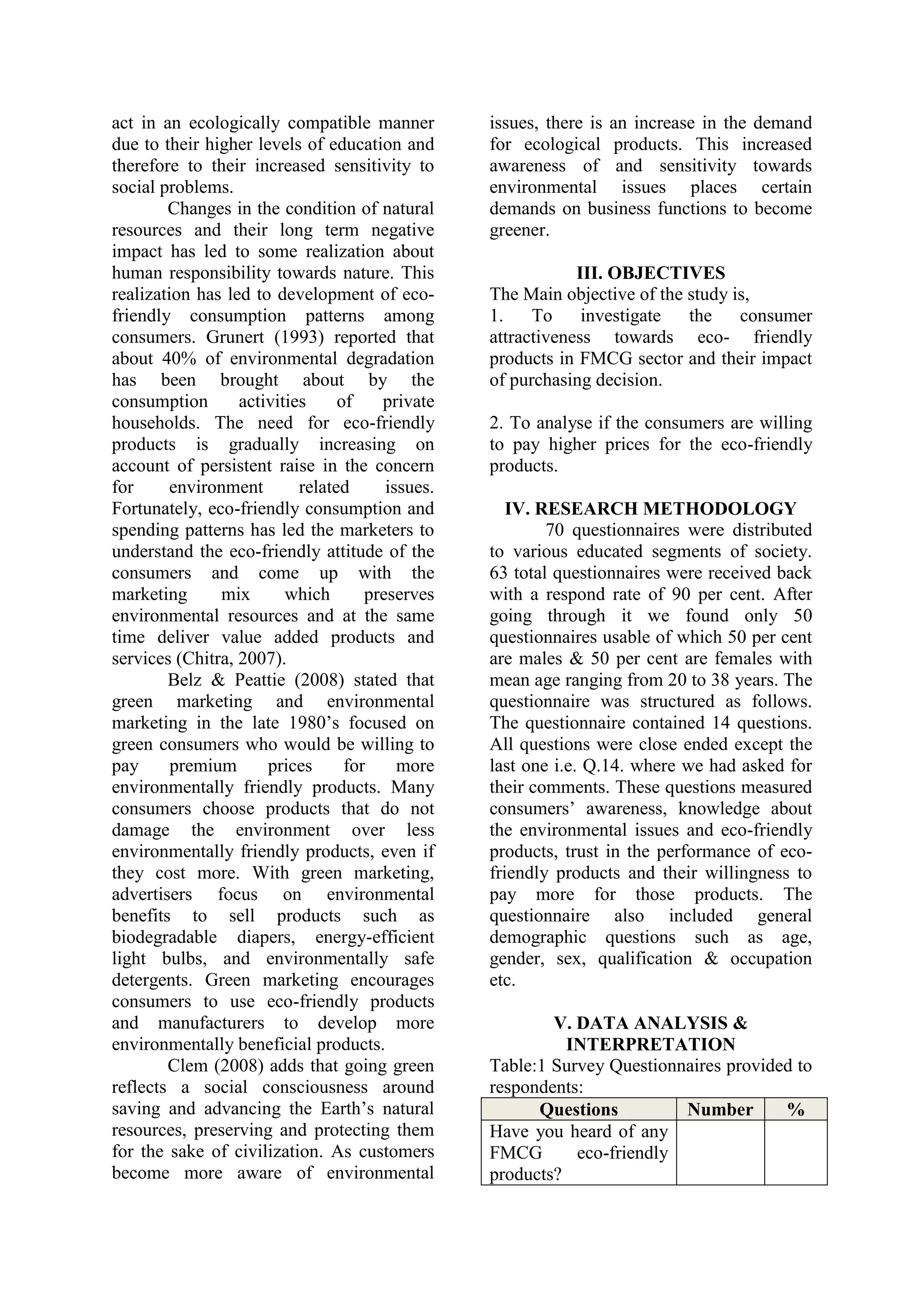 Consumer behaviour towards eco friendly products | PDF