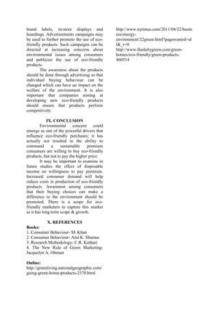 Consumer behaviour towards eco friendly products | PDF