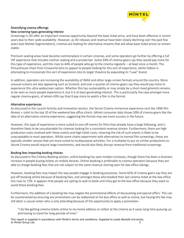Consumer Behaviour Uk Cinema Mintel 2018 Pdf