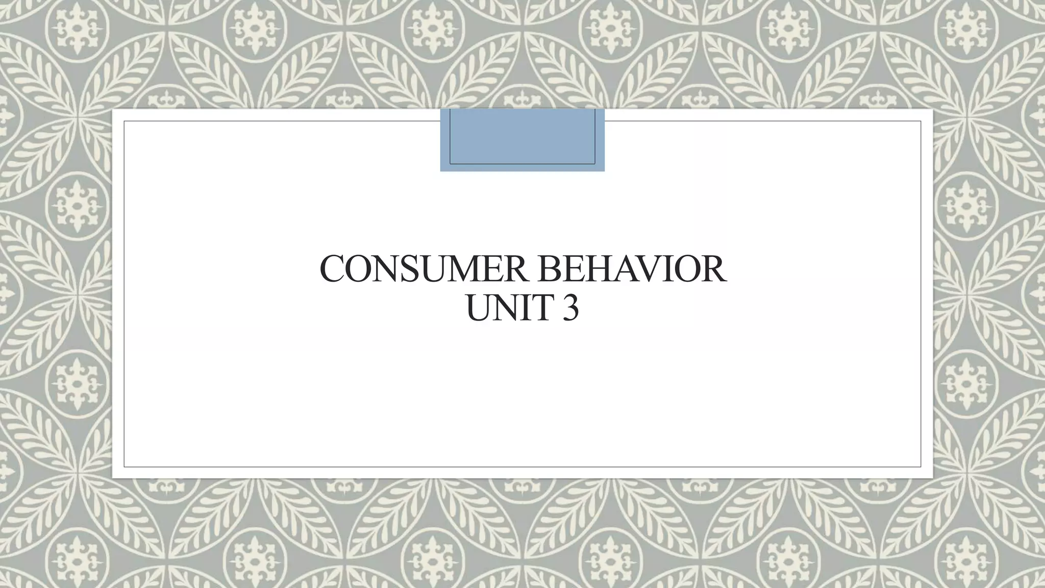Consumer behaviour unit 3 | PPT