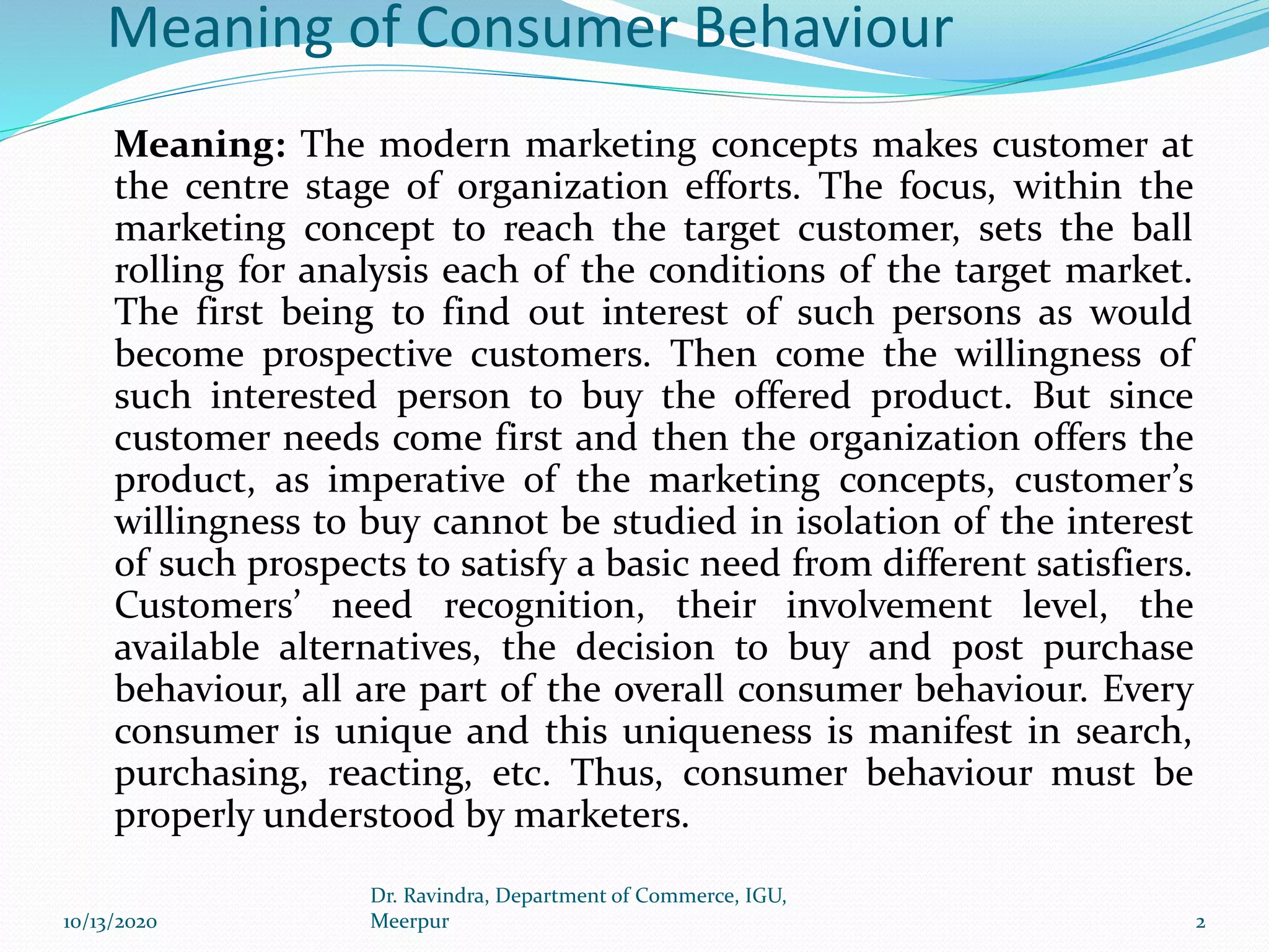 Consumer Behavoiur PPT- 1 | PPT