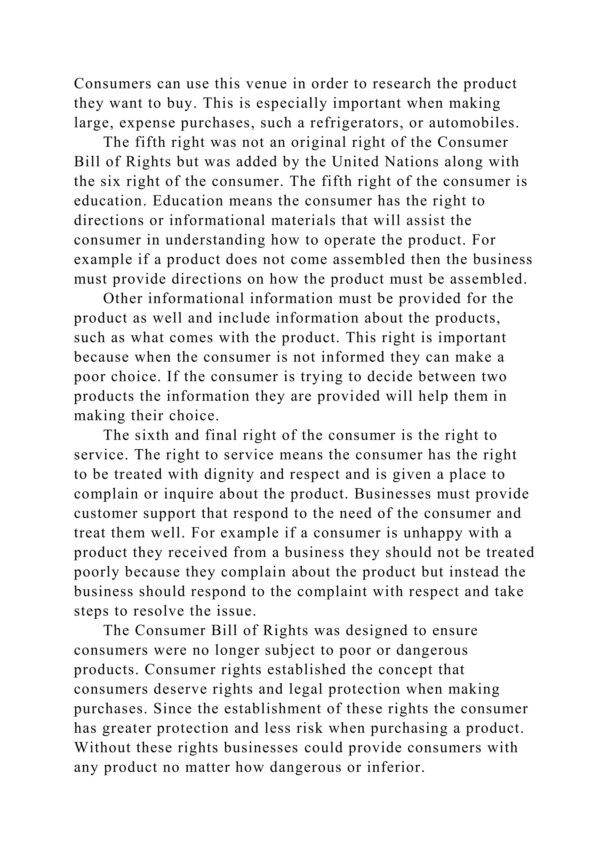 Consumer Bill of Rights Consumer Bill .docx