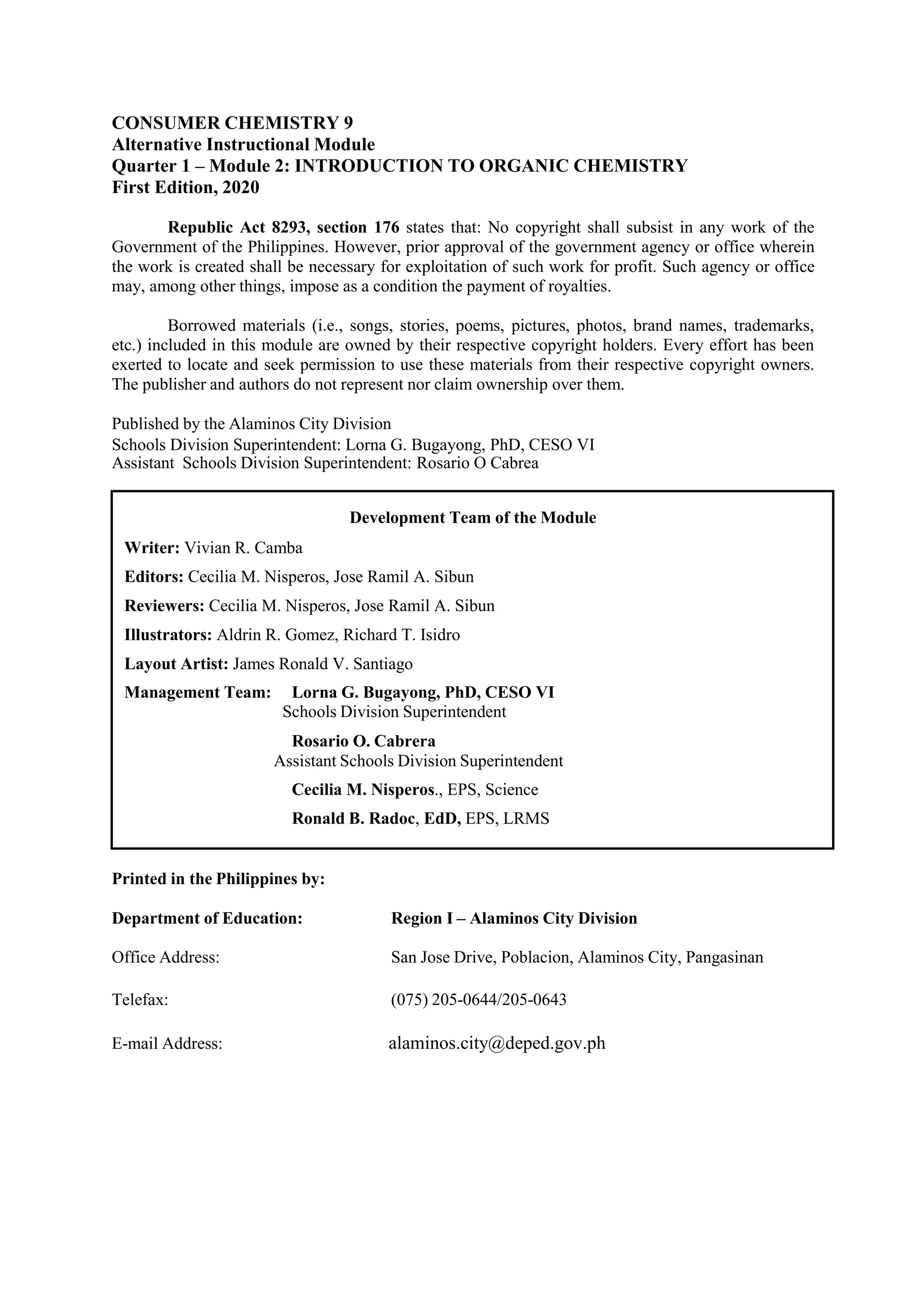 Consumer chemistry 9 q1 module 1 | PDF