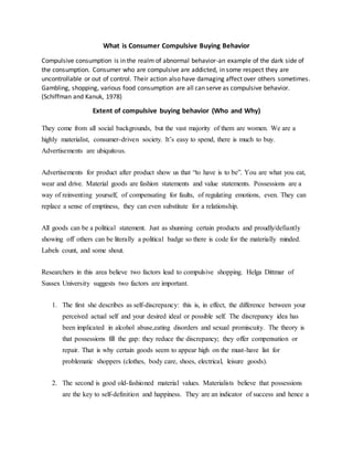 Consumer compulsive buying behavior (Consumer Behavior) | PDF