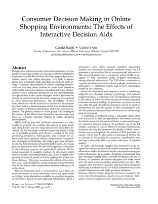 Consumer decision making in online environment : The effect of ...