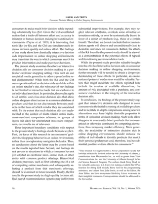 Consumer decision making in online environment : The effect of ...