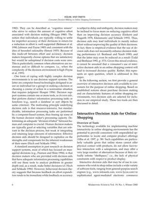 Consumer decision making in online environment : The effect of ...