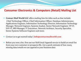 Consumer electronics & computers (retail) mailing list | PDF
