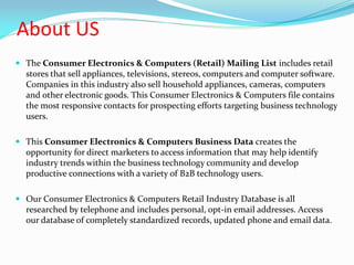 Consumer electronics & computers (retail) mailing list | PDF