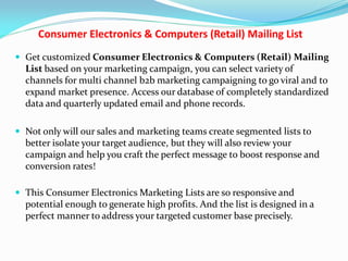 Consumer electronics & computers (retail) mailing list | PPT
