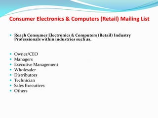 Consumer electronics & computers (retail) mailing list | PDF