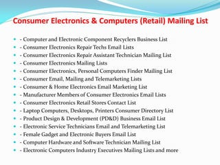 Consumer electronics & computers (retail) mailing list | PPT