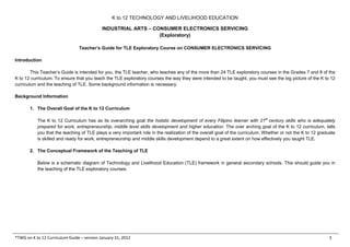 K to 12 TLE Consumer Eectronics Teacher's Guide | PDF