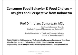 Consumer Food Behaviour & Food Choices 2015 | PDF