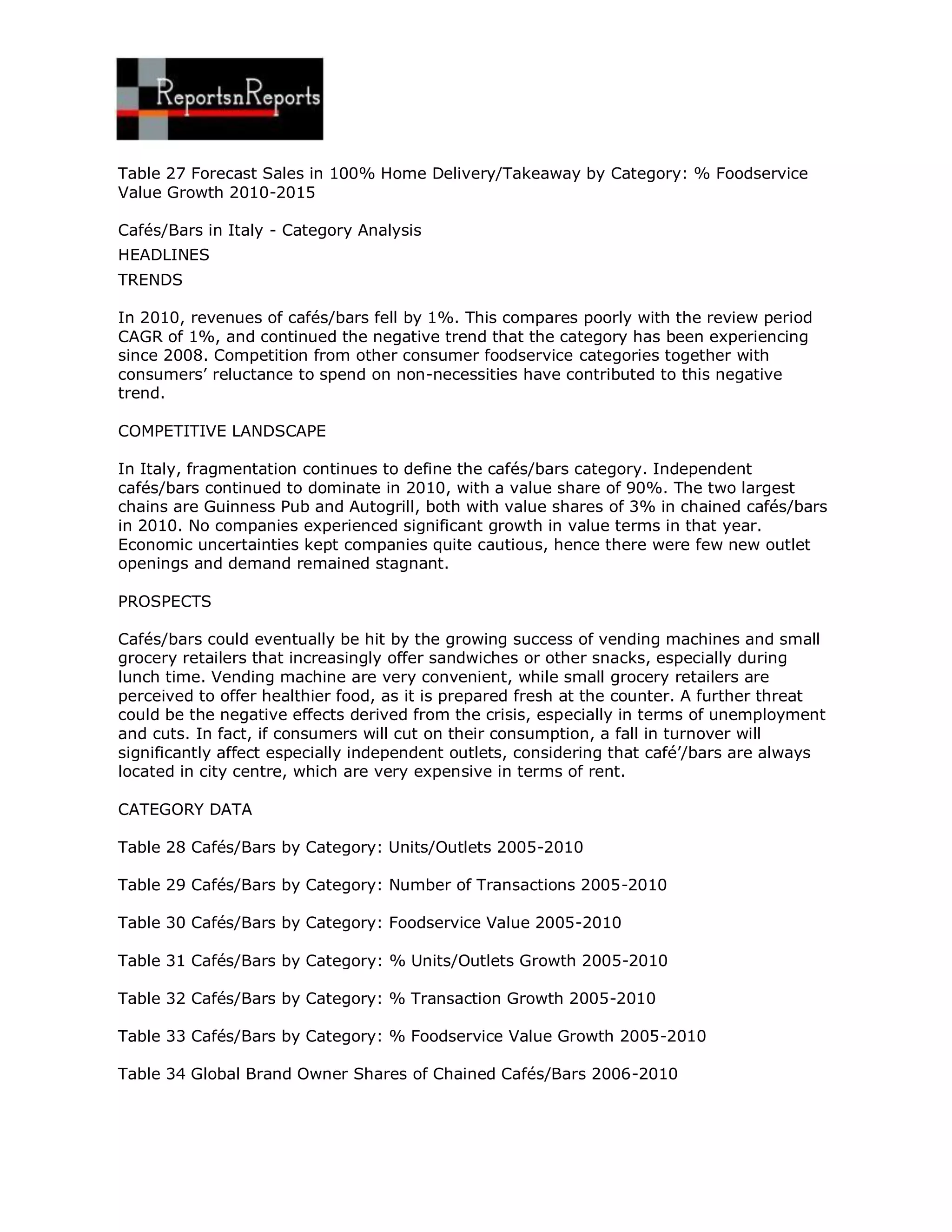 Consumer foodservice in italy | PDF
