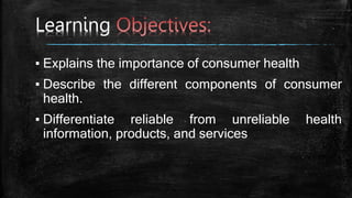 Grade 6 - Consumer Health and Over the Counter Medicines | PPTX