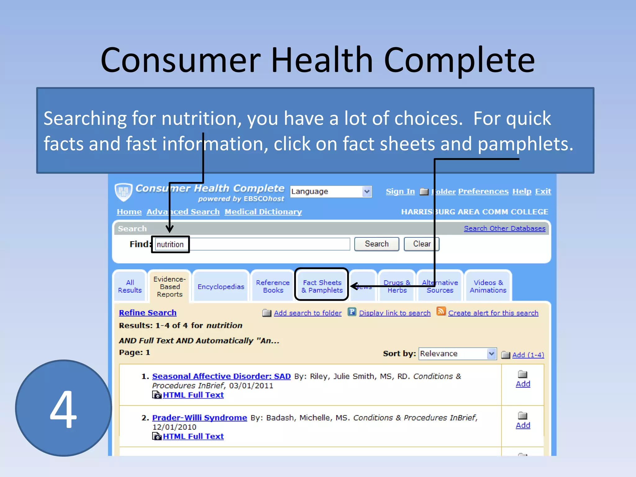 Consumer Health Complete - Finding Pamphlets and Fact Sheets | PDF