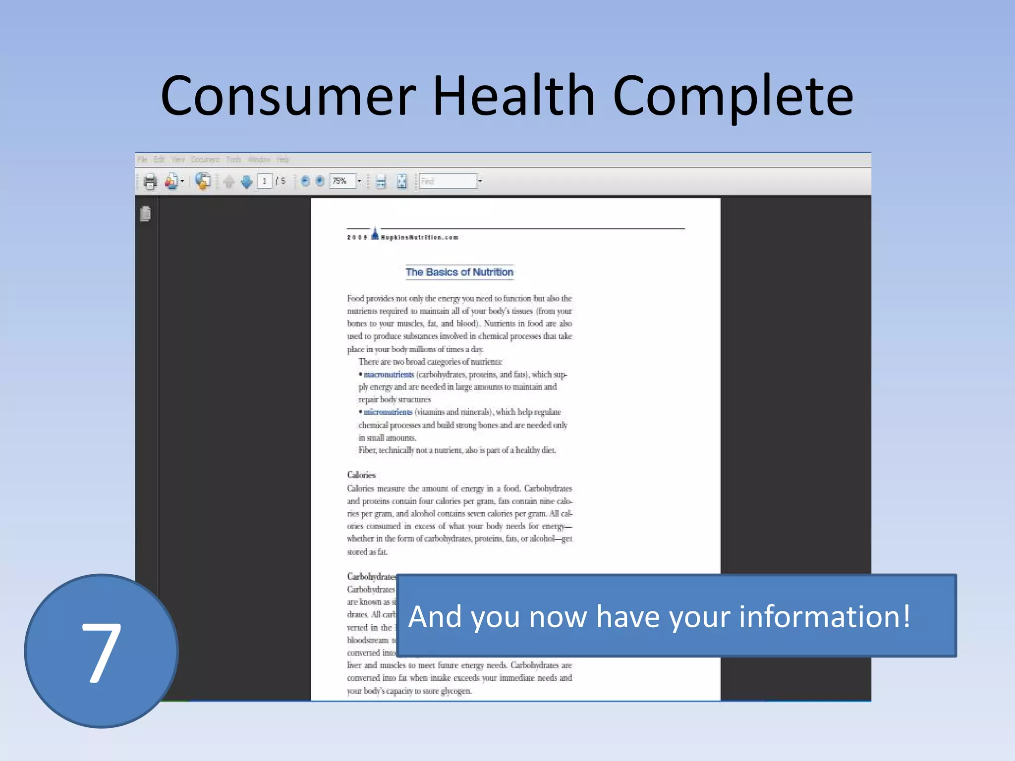 Consumer Health Complete - Finding Pamphlets and Fact Sheets | PDF
