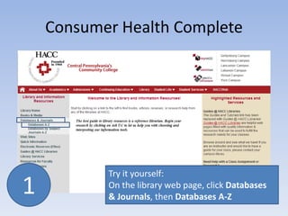 Consumer Health Complete - Finding Pamphlets and Fact Sheets | PPT