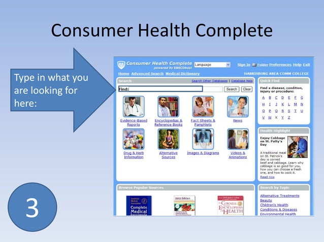 Consumer Health Complete - Finding Pamphlets and Fact Sheets | PPT