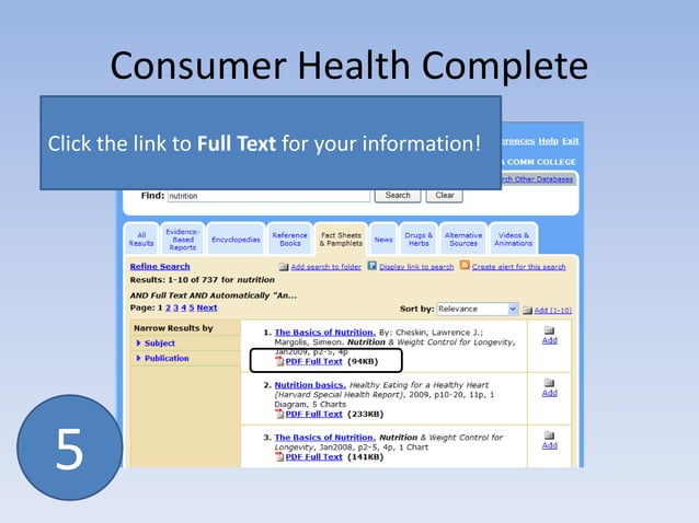 Consumer Health Complete - Finding Pamphlets and Fact Sheets | PPT