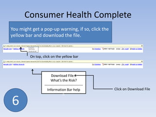 Consumer Health Complete - Finding Pamphlets and Fact Sheets | PPT