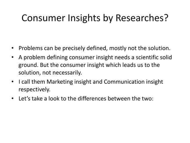 Consumer Insight : Data vs. Intuition | PPT