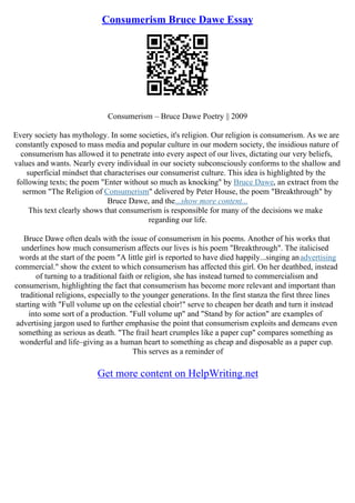 Consumerism Essay | PDF