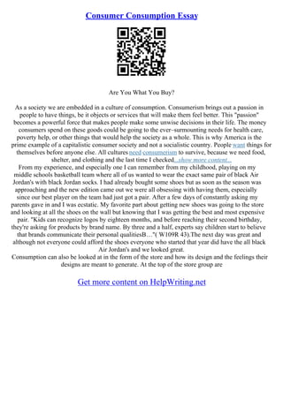 Consumerism Essay | PDF