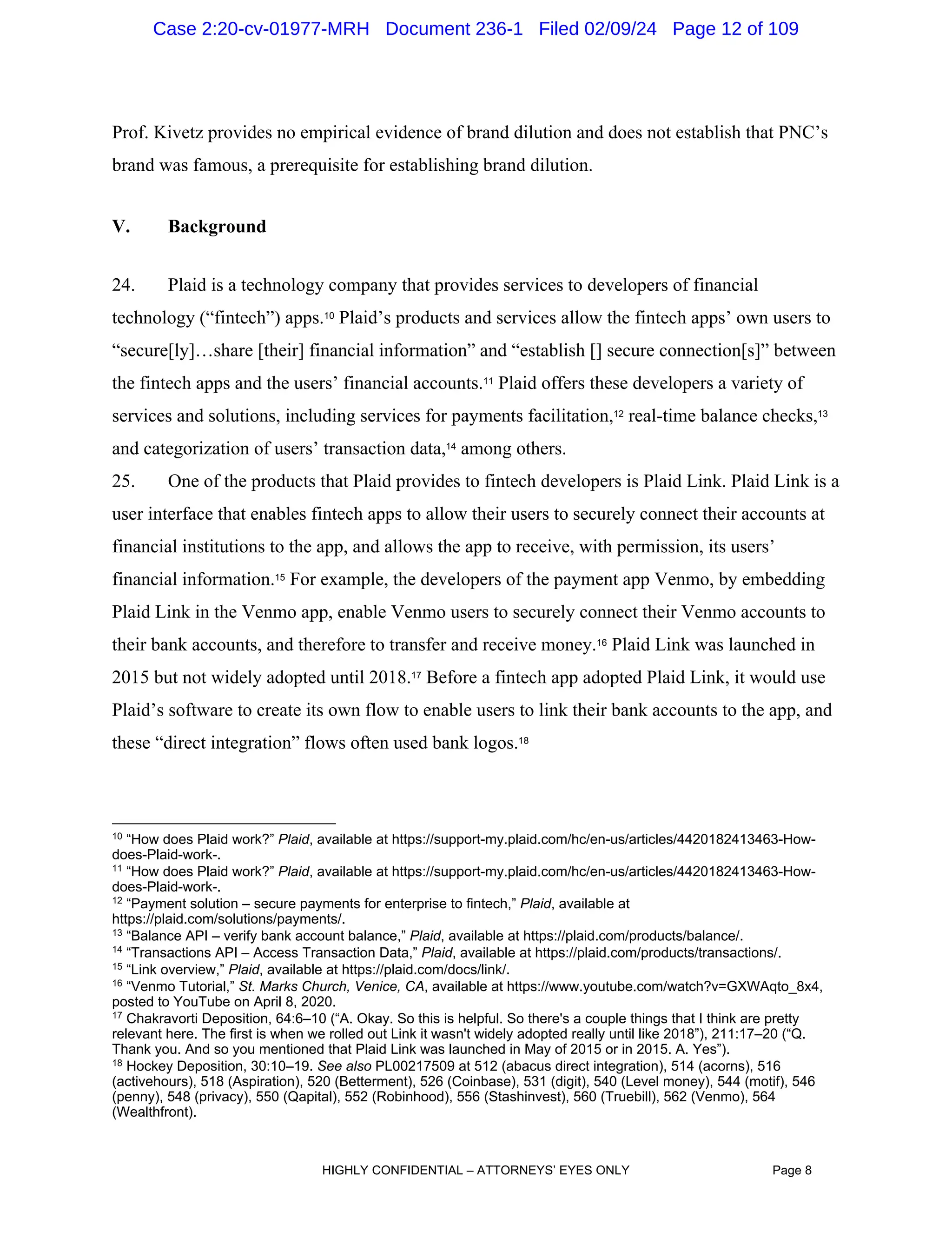 Consumer Journey Expert Opinion in PNC v. Plaid | PDF