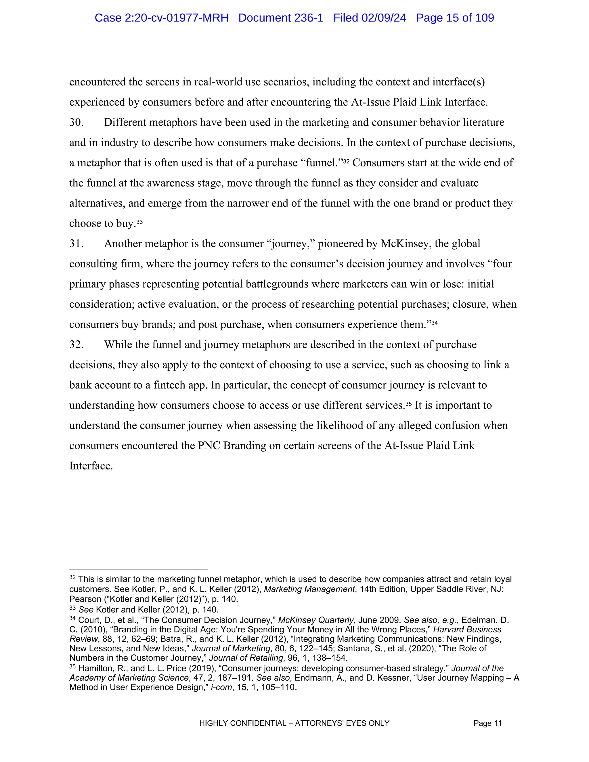 Consumer Journey Expert Opinion in PNC v. Plaid | PDF