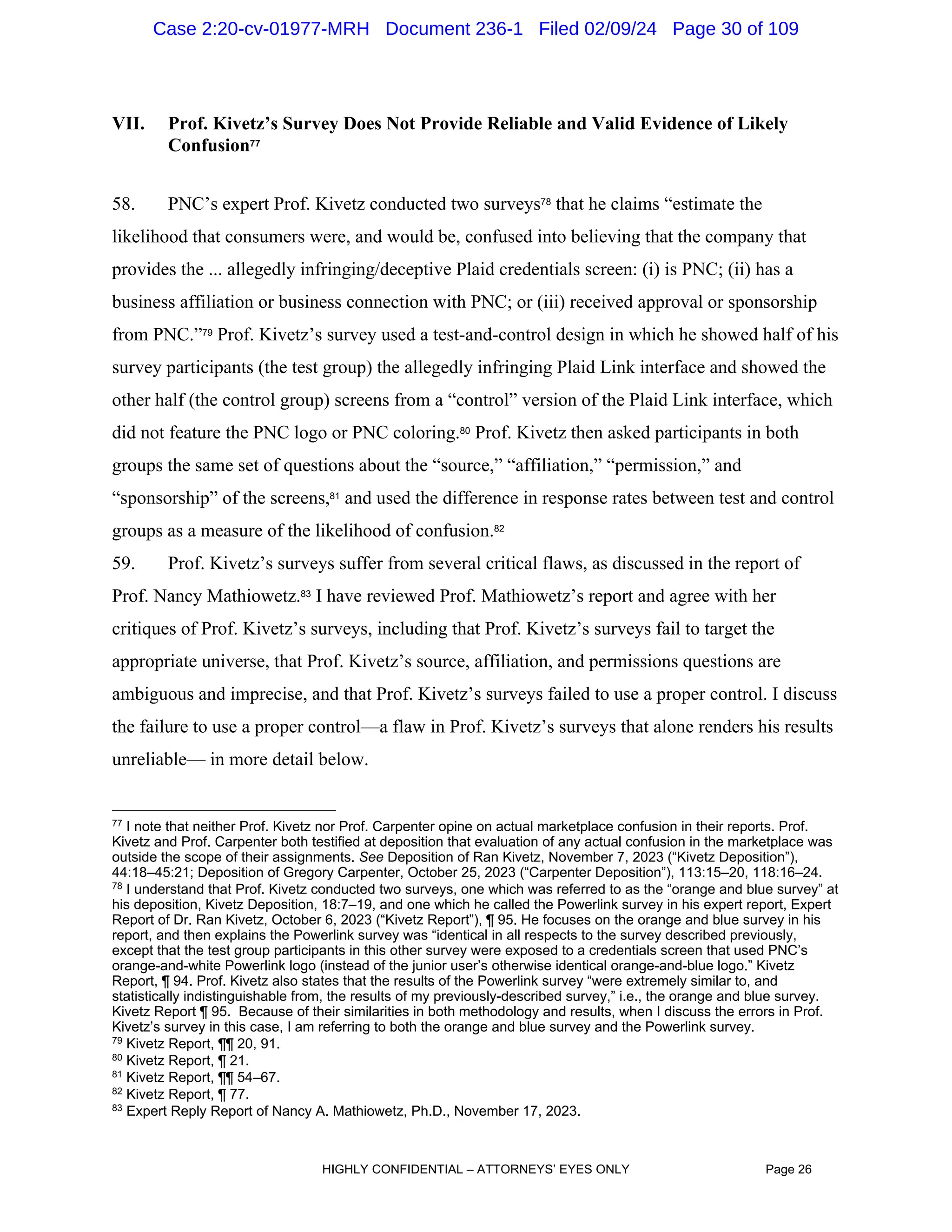 Consumer Journey Expert Opinion in PNC v. Plaid | PDF