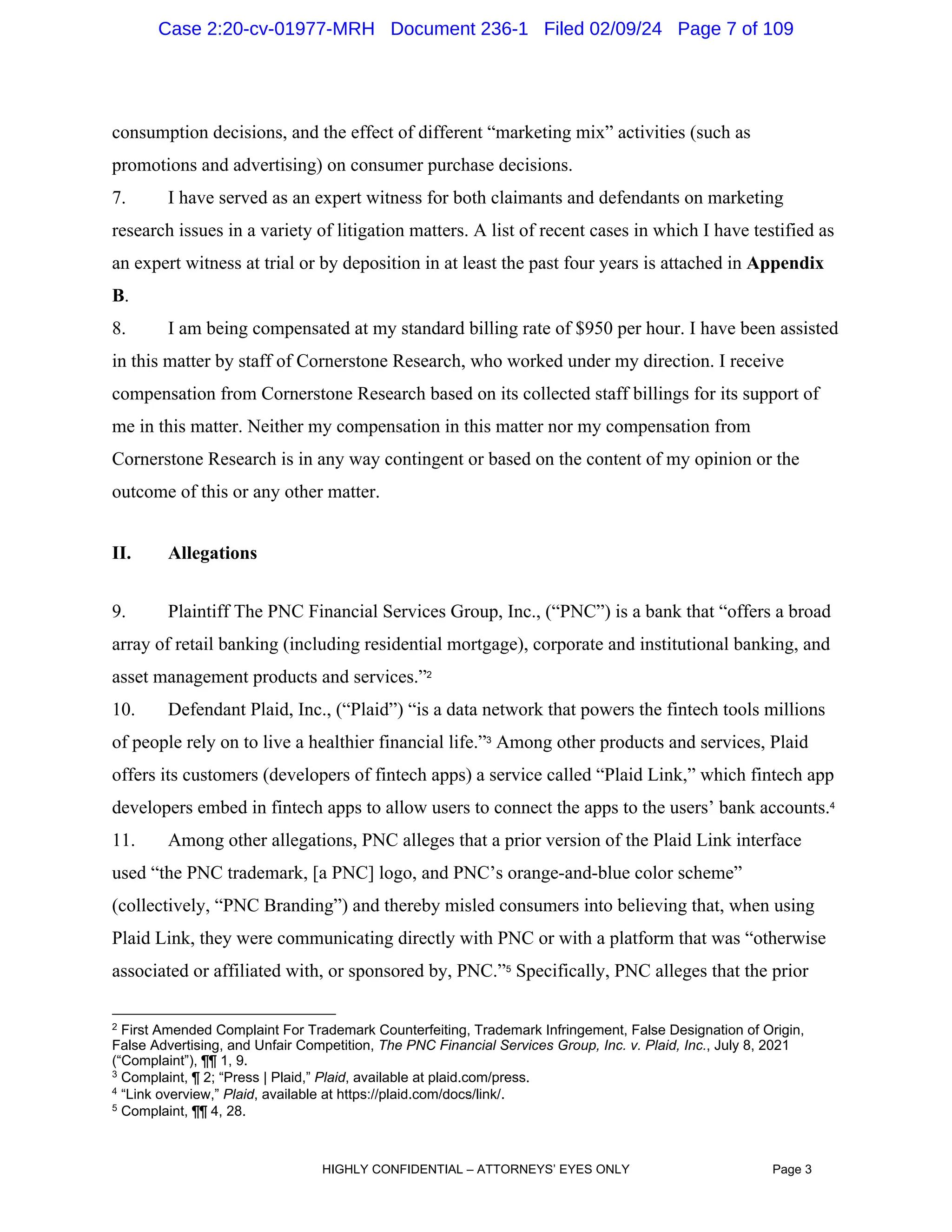 Consumer Journey Expert Opinion in PNC v. Plaid | PDF