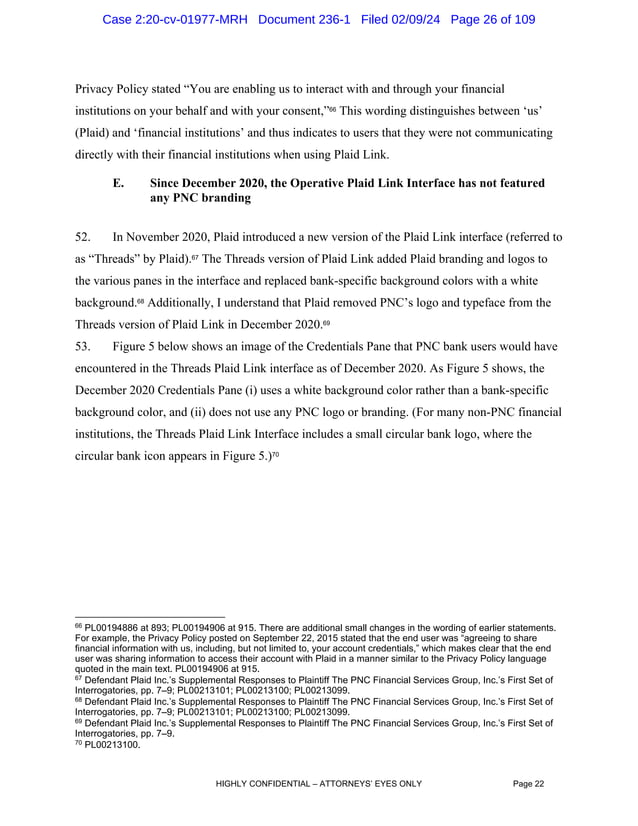 Consumer Journey Expert Opinion in PNC v. Plaid | PDF
