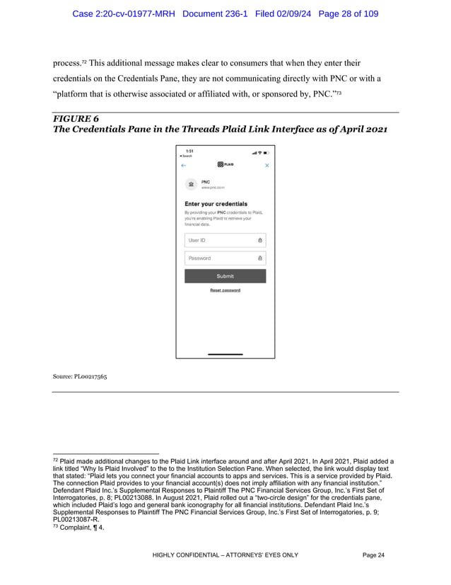 Consumer Journey Expert Opinion in PNC v. Plaid | PDF