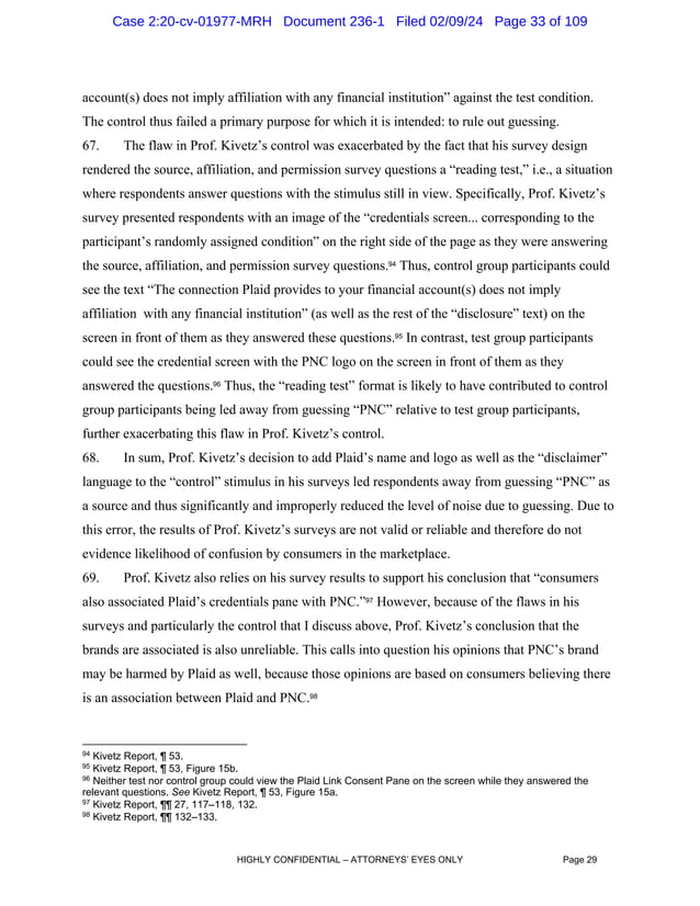 Consumer Journey Expert Opinion in PNC v. Plaid | PDF