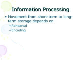 Consumer learning, memory and involvement | PPT