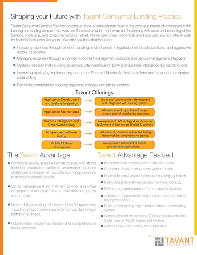 Tavant Technologies - Consumer Lending Brochure | PDF