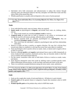 Consumer motivation summary notes | DOC