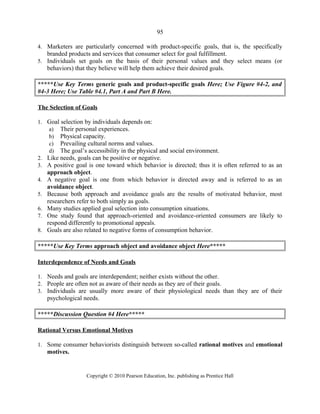 Consumer motivation summary notes | DOC