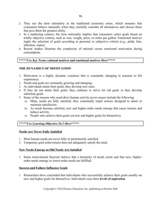 Consumer motivation summary notes | DOC