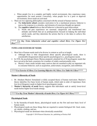 Consumer motivation summary notes | DOC